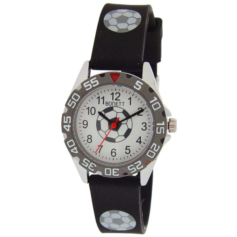 Drenge ur med fodbold i sort - Bonett 1484S - Gindeberg
